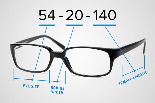The key measurements that describe eyeglass sizes are the eye size ...